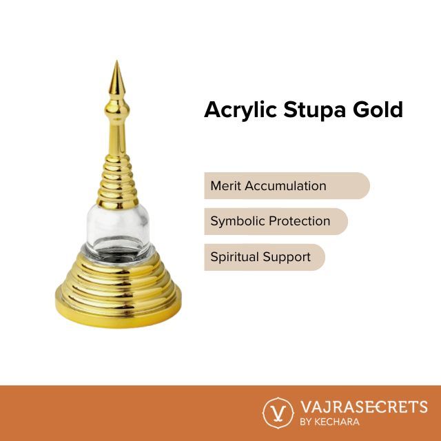 Acrylic Stupa Gold, 3.3 Inch - 6.9 Inch / Acrylic Stupa Emas (3.3 Inci ...