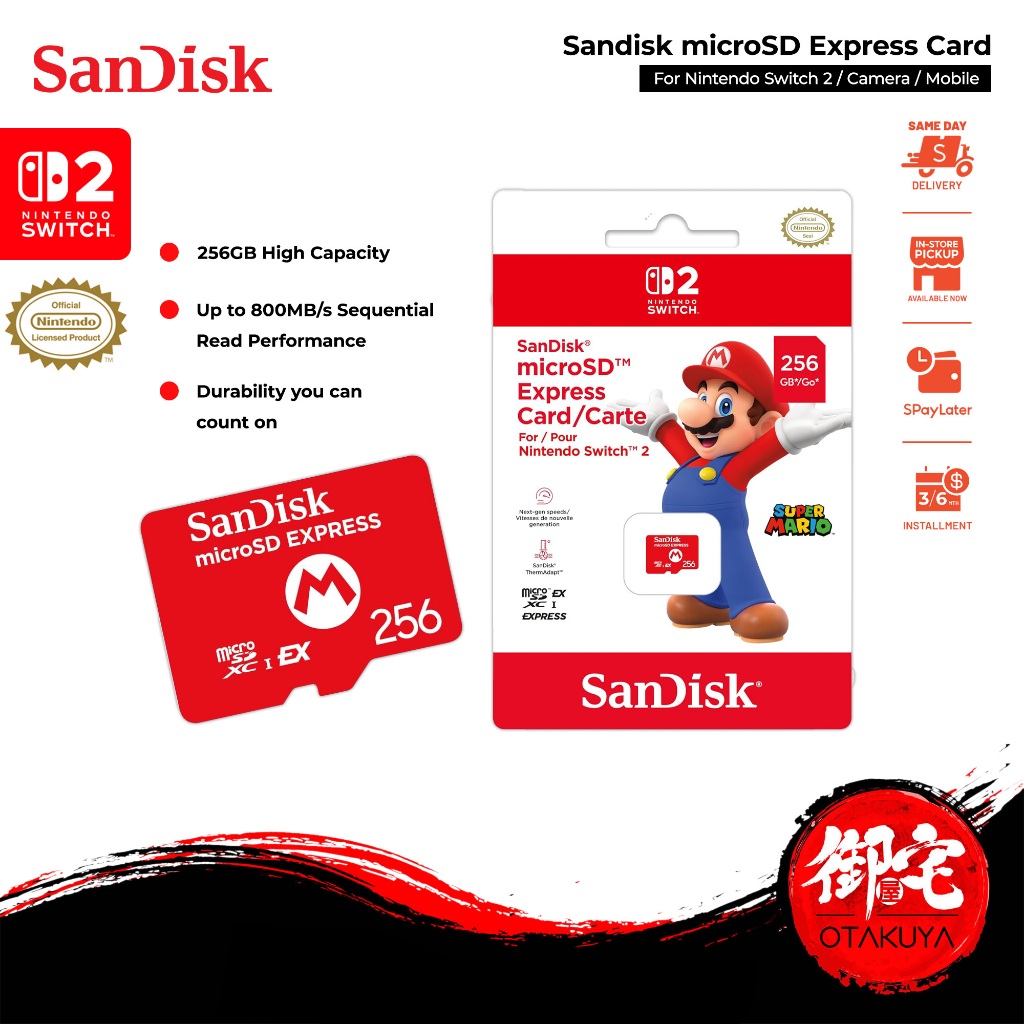 Sandisk Nintendo Switch 2 MicroSD Express Card Mario Edition 256 GB ...