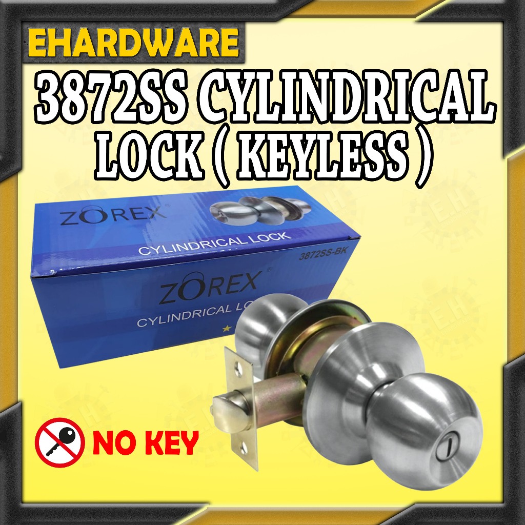 3872SS Toilet Cylindrical Lock ( Keyless ) / Tandas lock ( TAKDE KUNCI ...