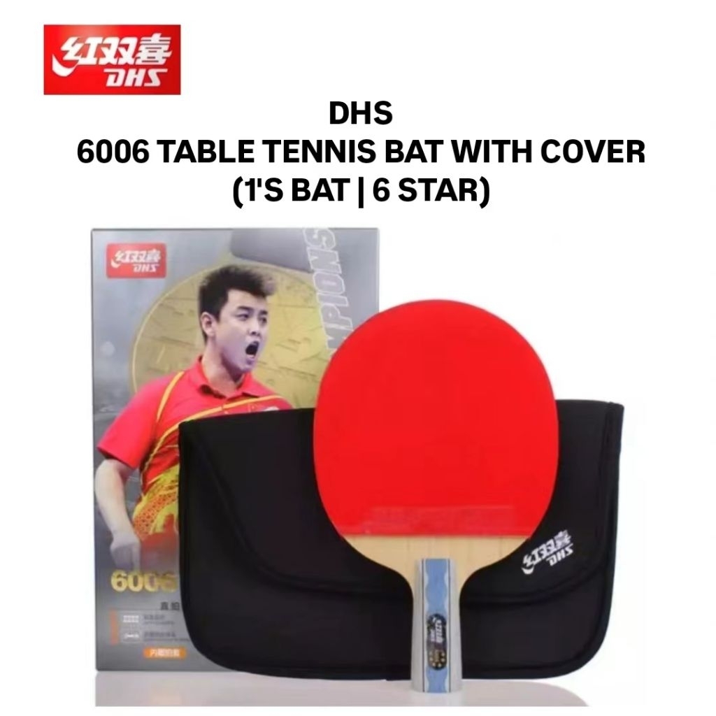 (1PC) DHS 6006 Table Tennis Ping Pong Bat With Cover [1'S Bat -6 Star ...