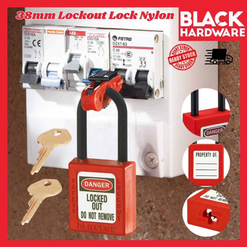 Black Hardware Safety Padlock Locker Lockout Tagout Kunci Mangga Kunci ...