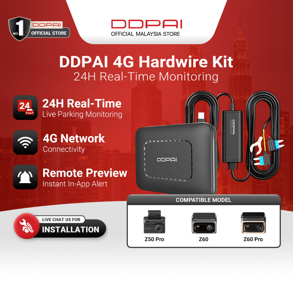DDPAI 4G Type-C Fuse Hardwire Kit for 24H Real Time Monitoring [ Z60 ...