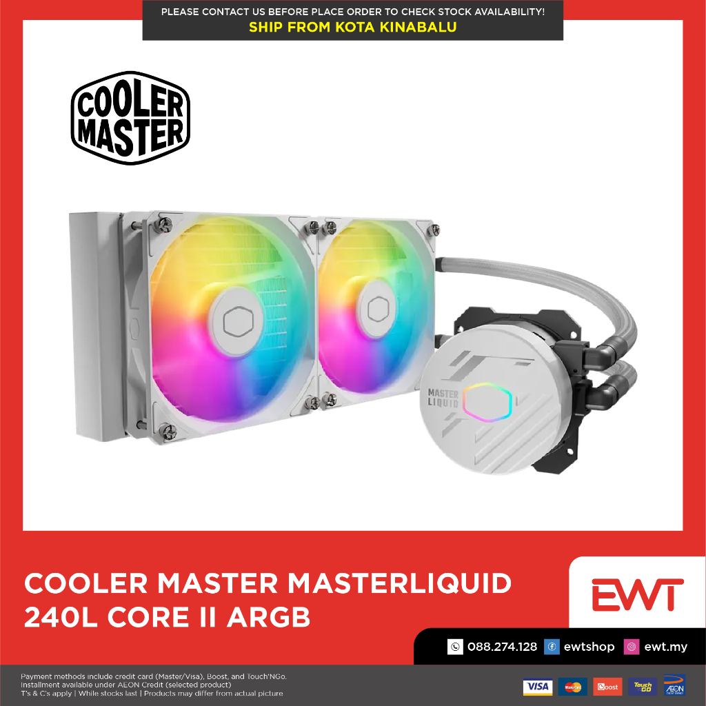 COOLER MASTER MASTERLIQUID 240L CORE ARGB AIO CPU COOLER WHITE | Shopee ...
