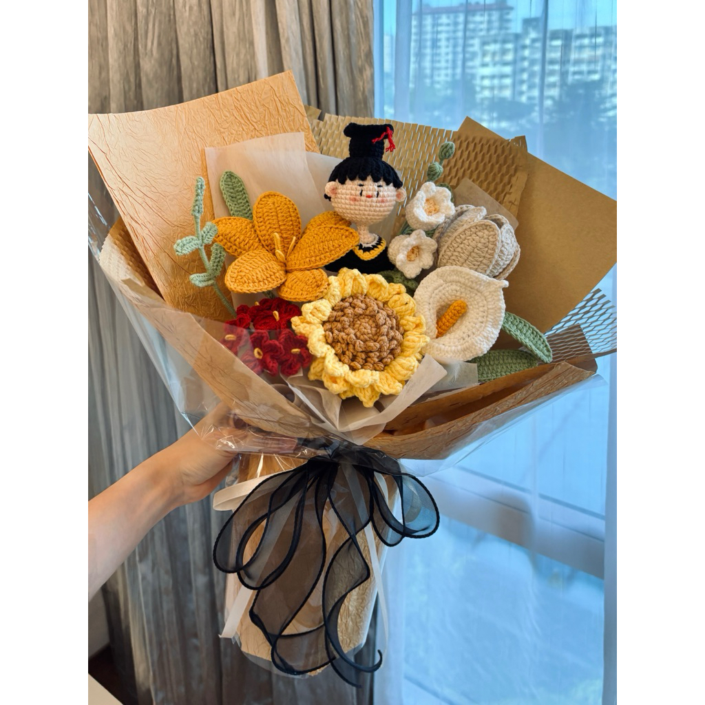 Handmade Crochet Flower Bouquet Hand-knitted Artificial Flower ...