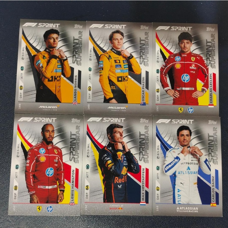 Topps F1 Turbo Attax 2025 - Sprint Superstar Complete Set - 6 cards ...