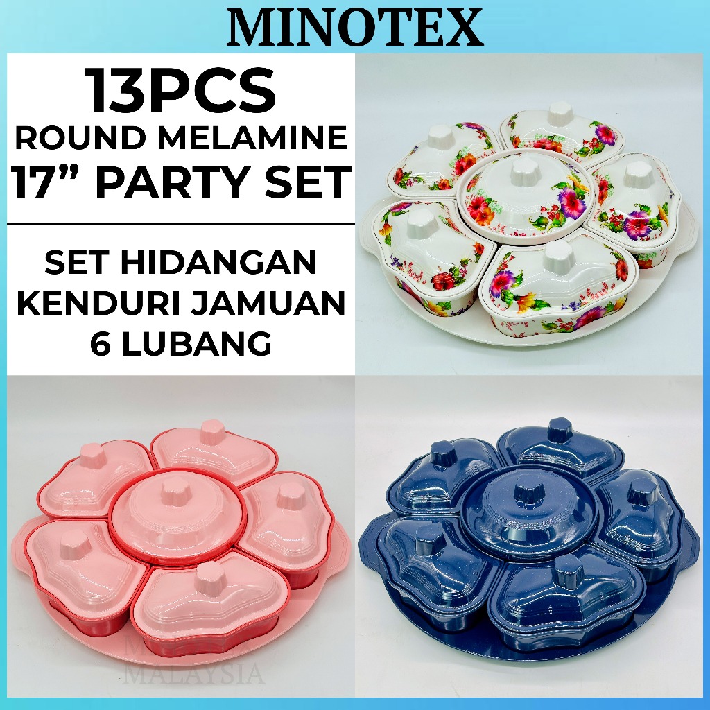 Central Melamine 13pcs Round Party Serving Set 17” Set Hidangan Kenduri ...