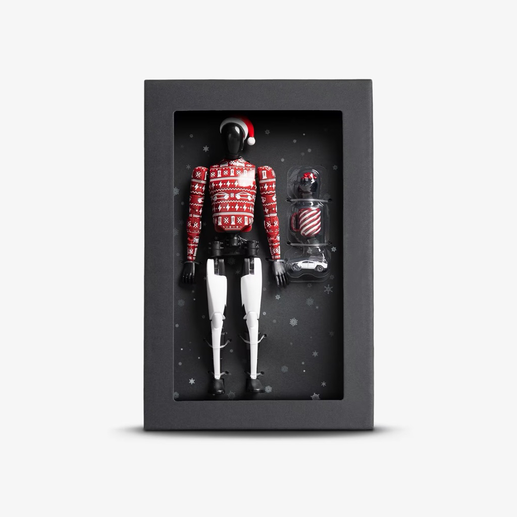 Tesla Bot Miniature Action Figure - Christmas Holiday Edition (Official ...