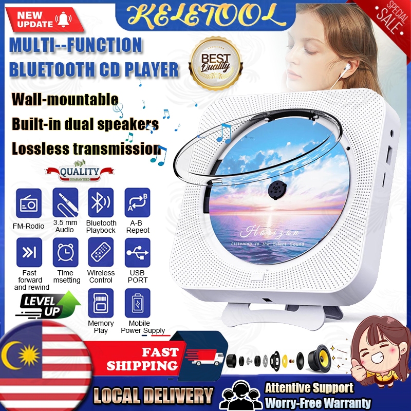 CD DVD Music Player Portable CD with Speakers Bluetooth Wall Mount DVD ...