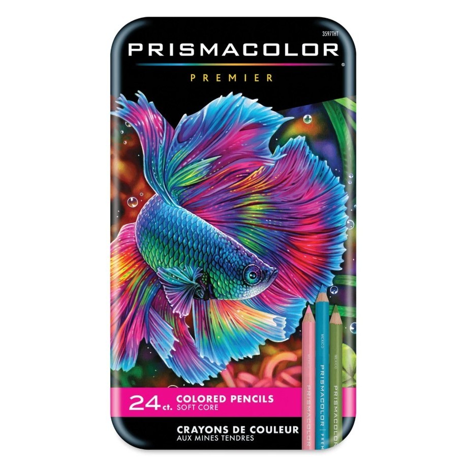 Prismacolor Premier Colored Pencils Soft Core - Tin Case of 24 Colour ...