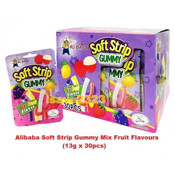 30 Pcs Alibaba Soft Strip Gummy Mix Fruit Flavour HALAL | Shopee ...