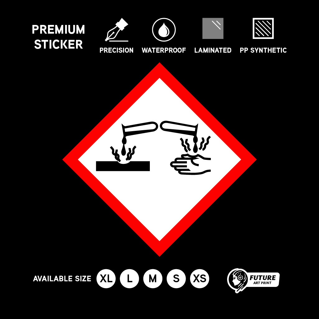 GHS Corrosive Sticker Safety Label Acid Alkali Chemical Hazard Warning ...