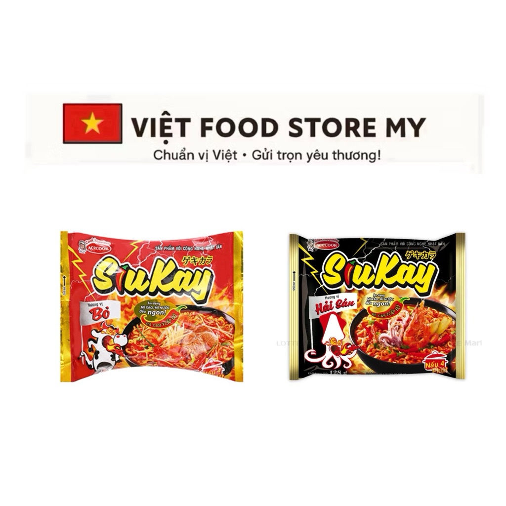 SiuKay Super Spicy Noodles 128g - Mì Siu Kay 3 Vị Việt Nam (Mi Siu Kay ...