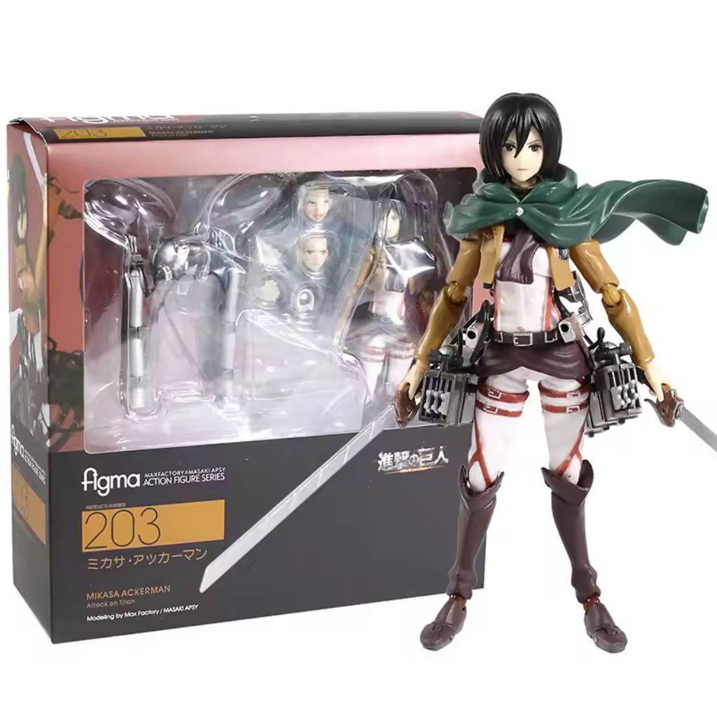 14cm Figma Max 203 Attack On Titan Mikasa Ackerman AOT Action Figure ...
