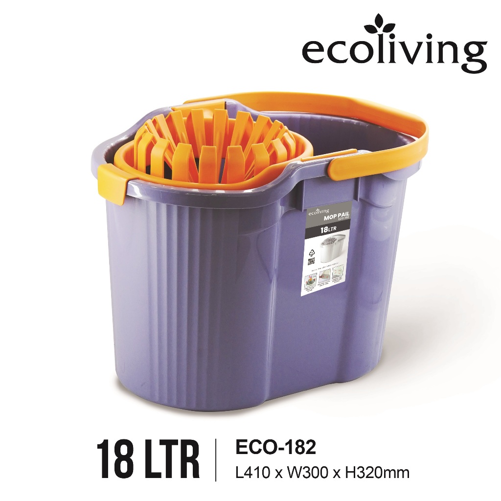 ECO LIVING 18L Mopping Pail with Fast Dry Spinner & Easy Grip Base ...
