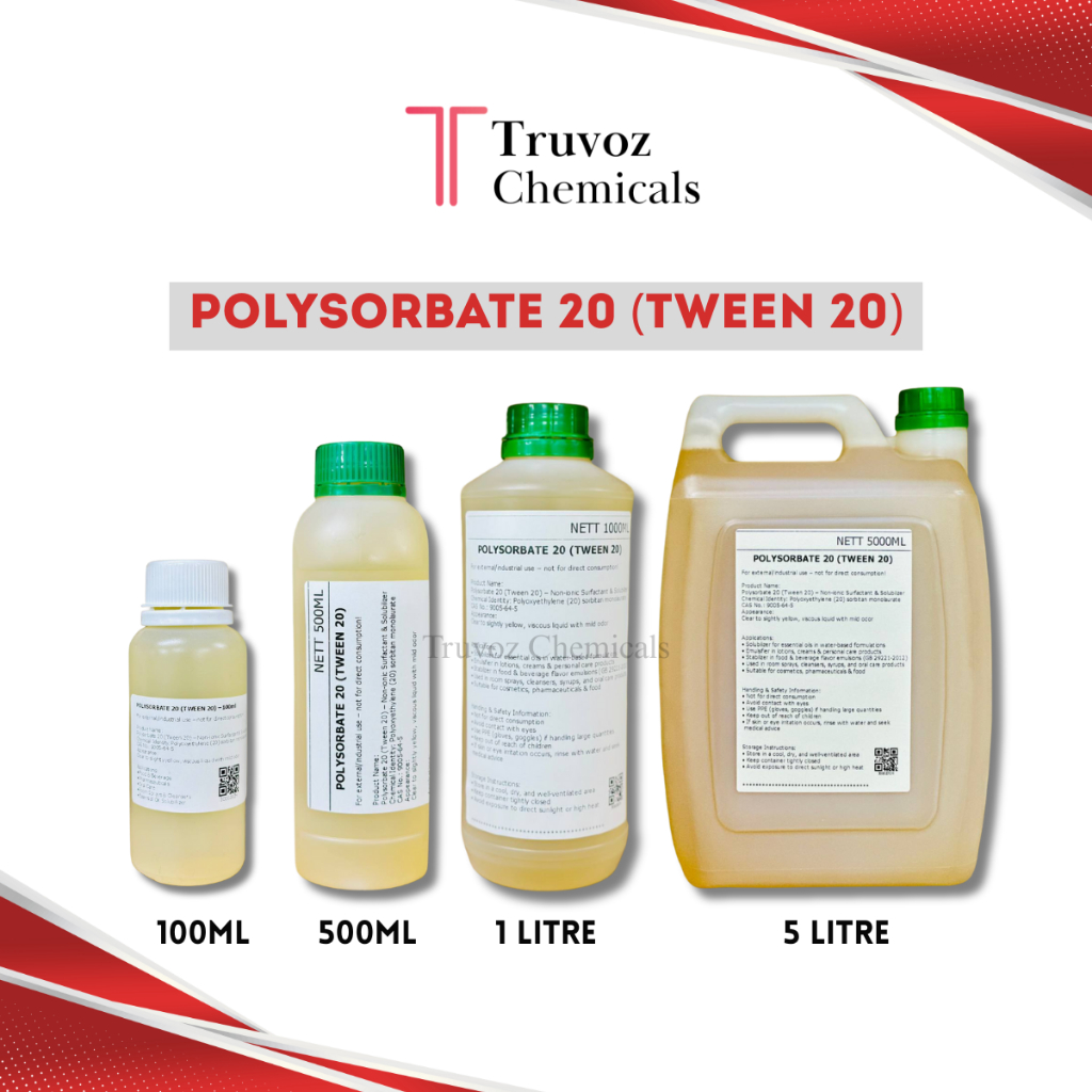 Polysorbate 20/Tween 20 聚山梨酯20 [100mL/500mL/1Litre] Food Additive ...