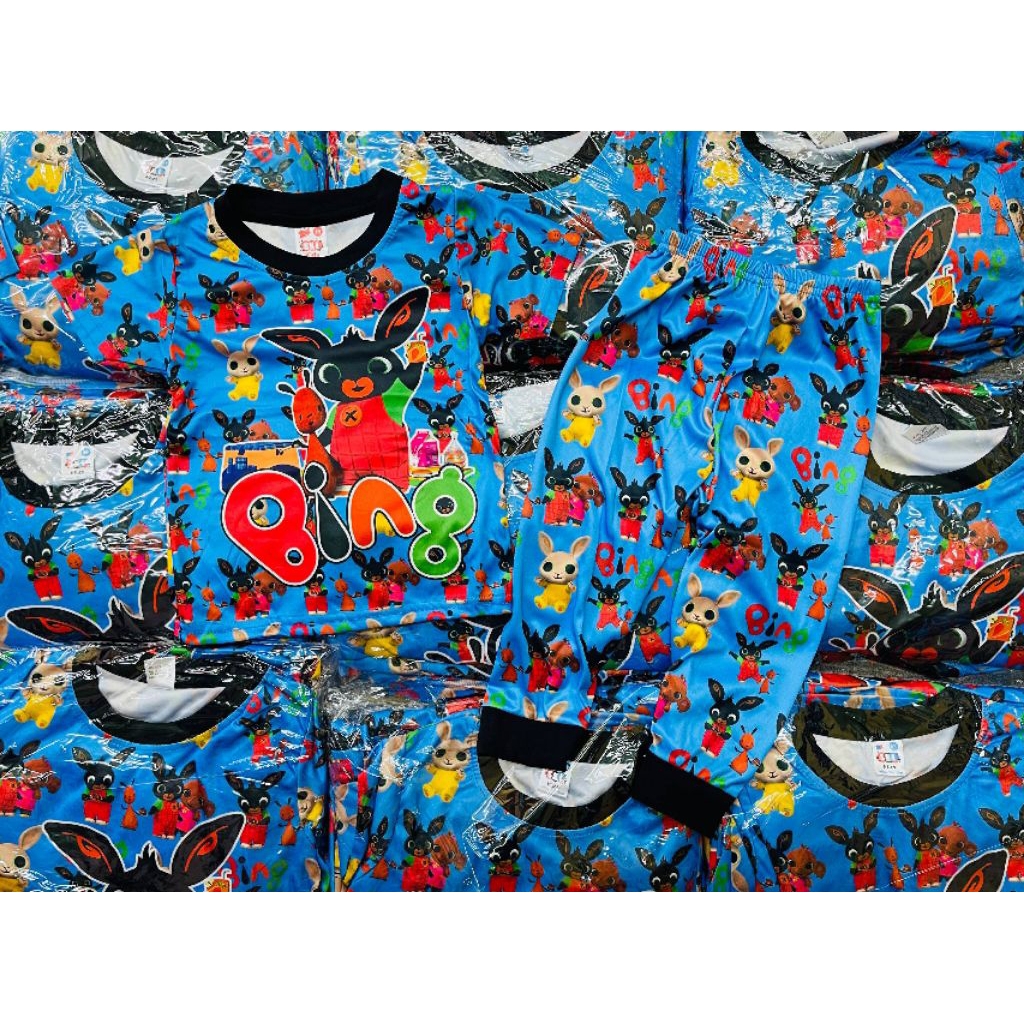 SET PIJAMAS BUDAK VIRAL DESIGN BARU (BING / BABY SHARK / CAPYBARA ...