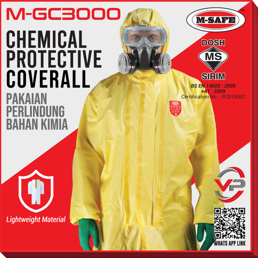M-SAFE M-GC 3000 DOSH SIRIM CHEMICAL PROTECTIVE DISPOSABLE COVERALL ...