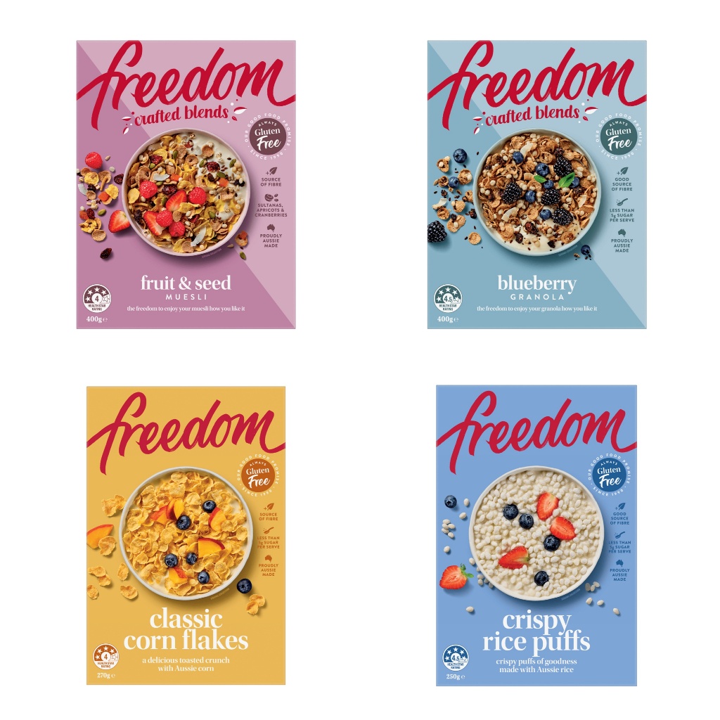 Freedom Crispy Rice Puffs / Classic Corn Flakes / Blueberry Granola ...