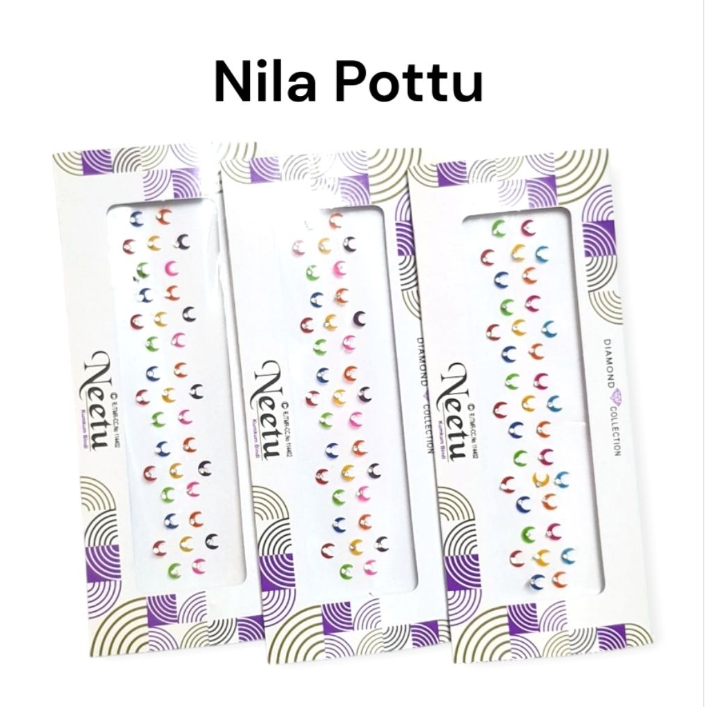 Nila Pottu / Moon Bindi (Multicolor) 0.5cm Size Traditional Indian ...