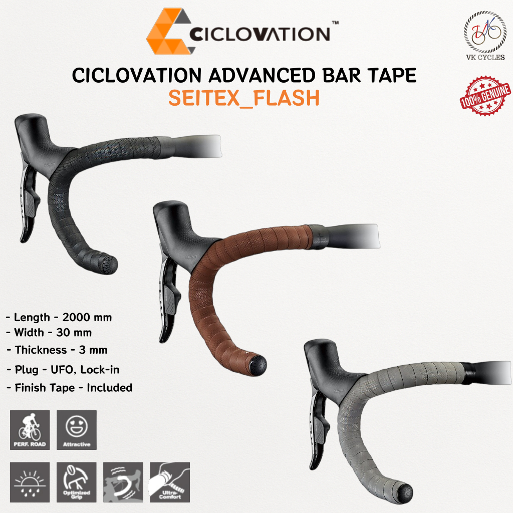 Ciclovation Advanced Bar Tape Seitex Flash 3mm Anti-Slip Reflective ...