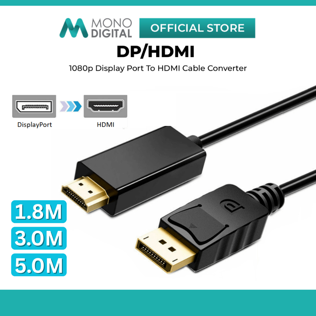 1080P DISPLAY PORT TO HDMI CABLE CONVERTER ADAPTER DP TO HDMI / DISPLAY ...