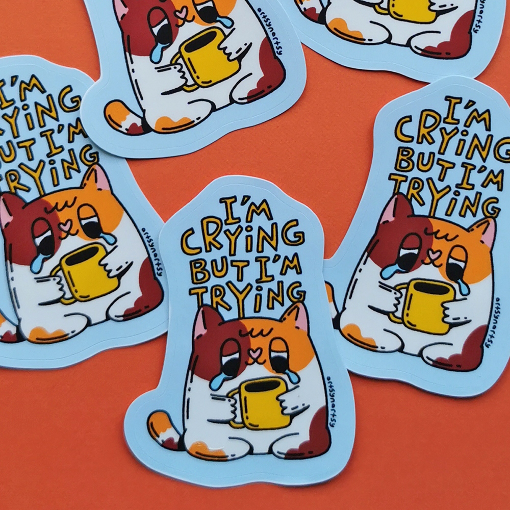 Waterproof/Vinyl Sticker Flake - Crying But Trying | Shopee Philippines