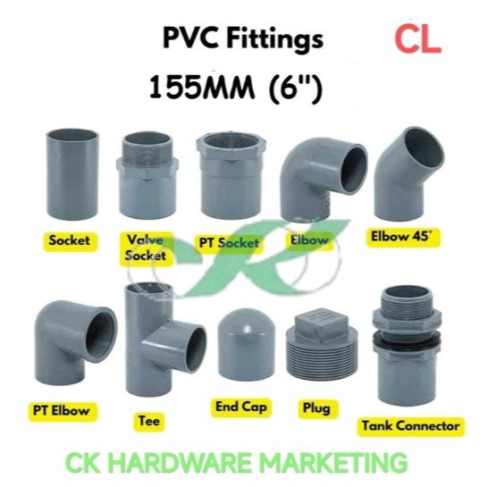 155mm (6" ) CL PVC Fittings Grey Connector PVC Elbow PVC Piping ...