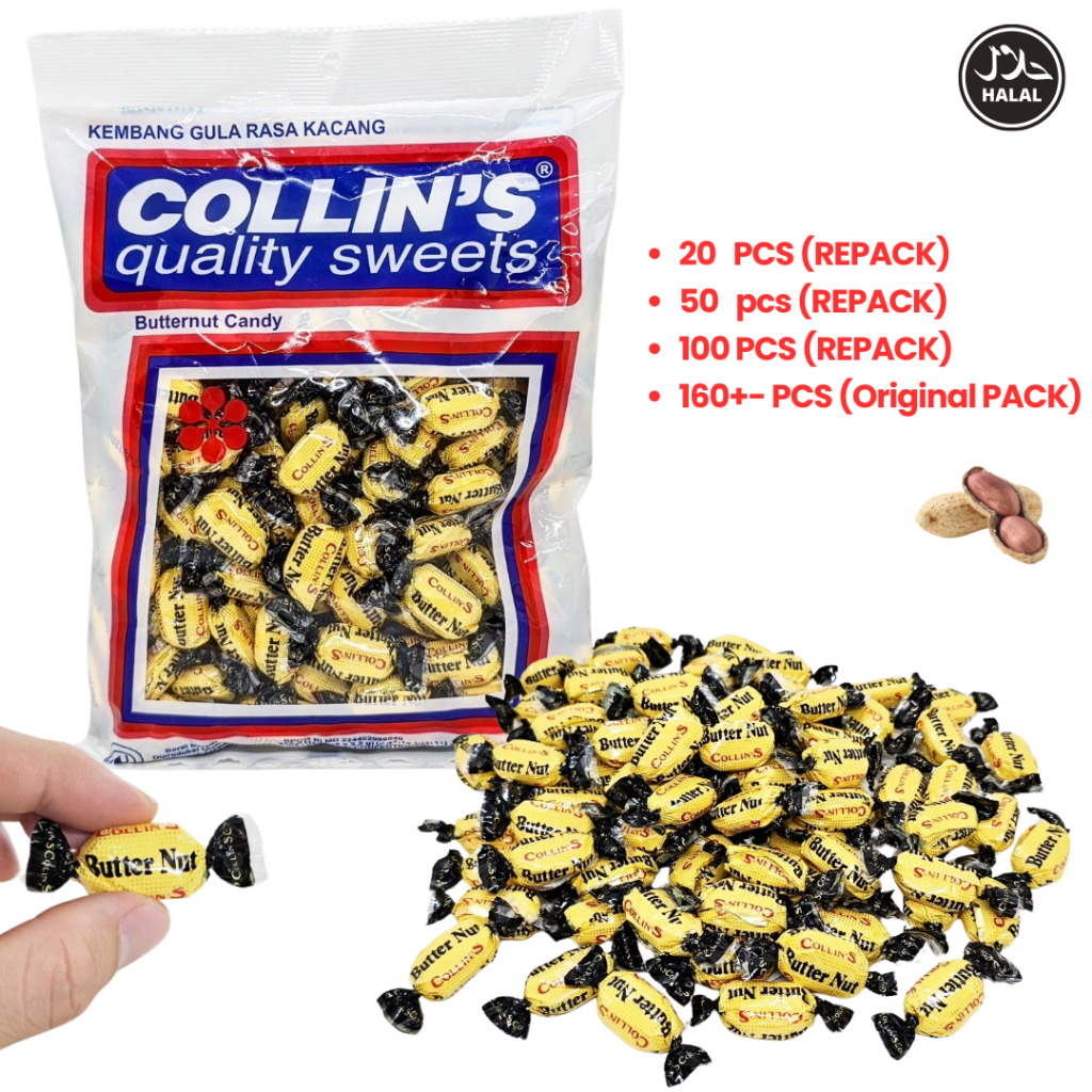 Collins Butternut Candy (20 / 50 / 100 / 160pcs HALAL) Kembang gula ...