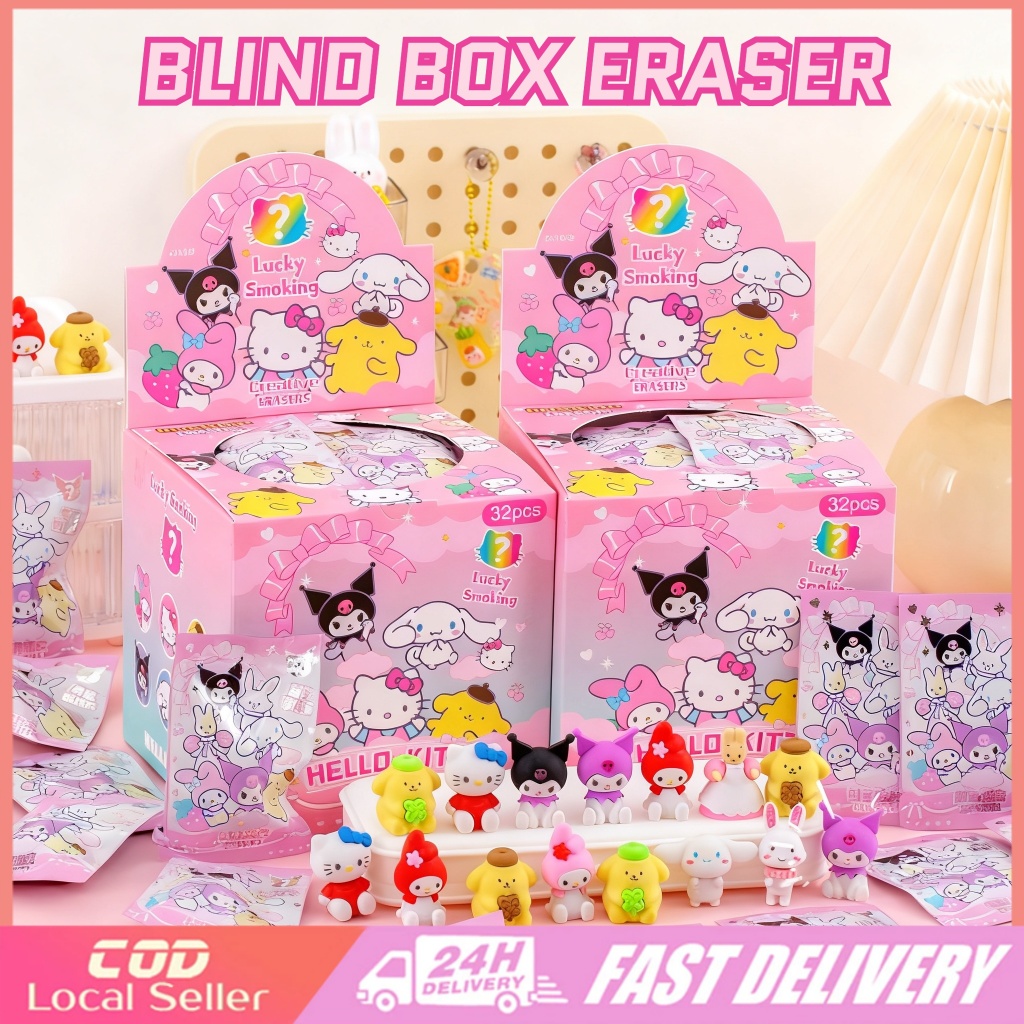 Pemadam Butang Tersembunyi Blind Box Eraser Charming Cartoon Figure ...