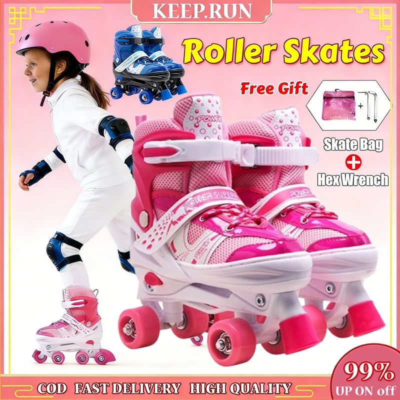 High Quality Children Roller Skates Adjustable Double Row 4 Wheel Kid ...