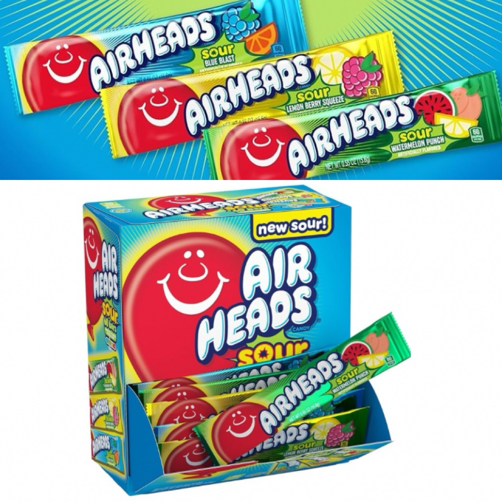 AirHeads Sour Fruit Bars Airheads Chewy Candy Gummy Candy Air Heads ...