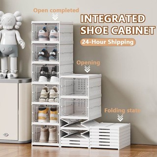 Foldable Shoe Box Rack Plastic Foldable Stackable Organizer Stockable ...