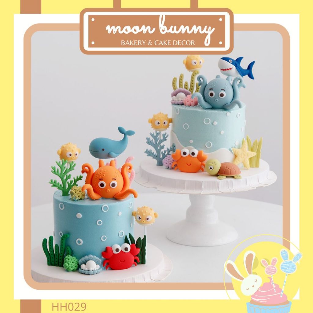 Ocean Cake Topper Marine Animals Cake Decoration Baby Shark Octopus ...