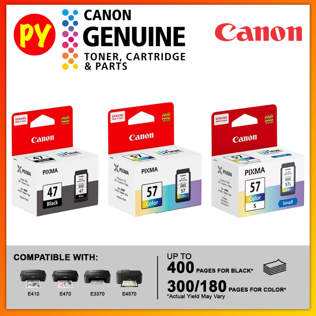 Canon PG-47 CL-57s CL-57 (Black, Color) Cartridge for printer E410 ...
