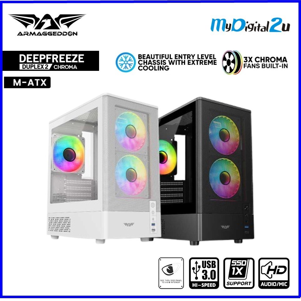 Armaggeddon Deepfreeze Duplex 2 Chroma MATX Gaming PC Case With Mesh ...