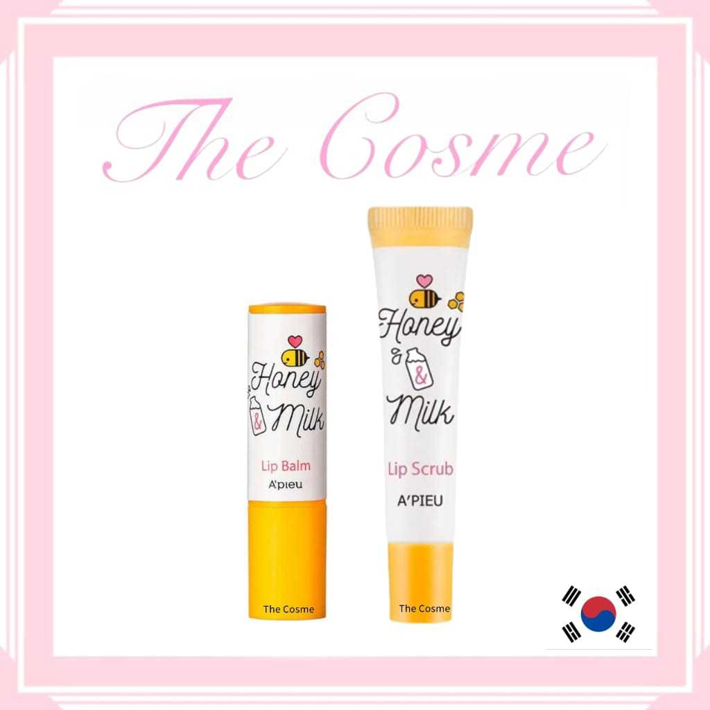 Apieu Honey & Milk Lip Balm / Lip Scrub 蜂蜜牛奶保湿滋润润唇膏 3.3g / 蜂蜜牛奶唇部磨砂膏 ...