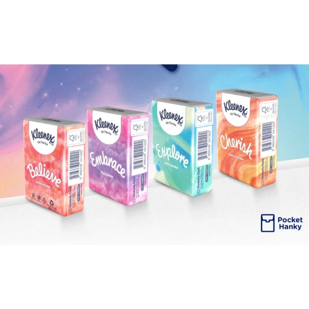 KLEENEX On The Go Hanky Pack Pocket Tissue 3-Ply Cute Mini Travel Soft ...