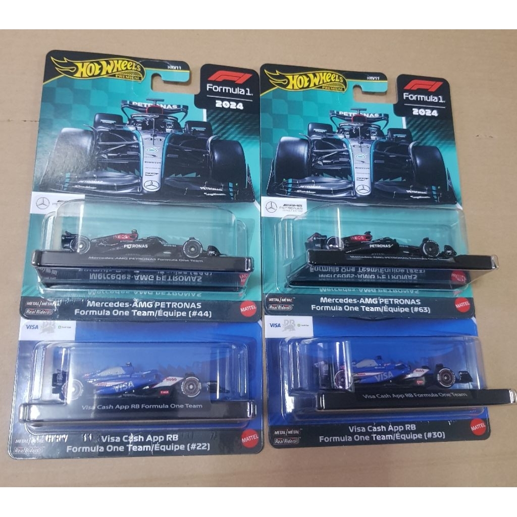 Hotwheels Premium Formula 1 2024 Mercedes-Amg 44/63,Visa Cash App RB 22 ...