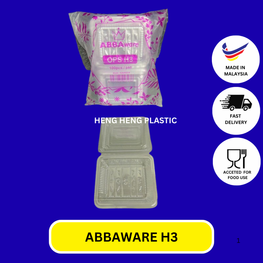 ABBAWARE OPS H3 Plastic Tray Bakery Disposable Plastic Clear Food Box ...