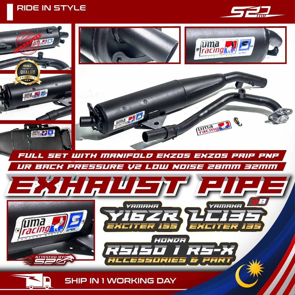 Racing Exhaust Pipe UMA RS150R RS-X Y16 LCV8 LC PNP UR Back Pressure ...