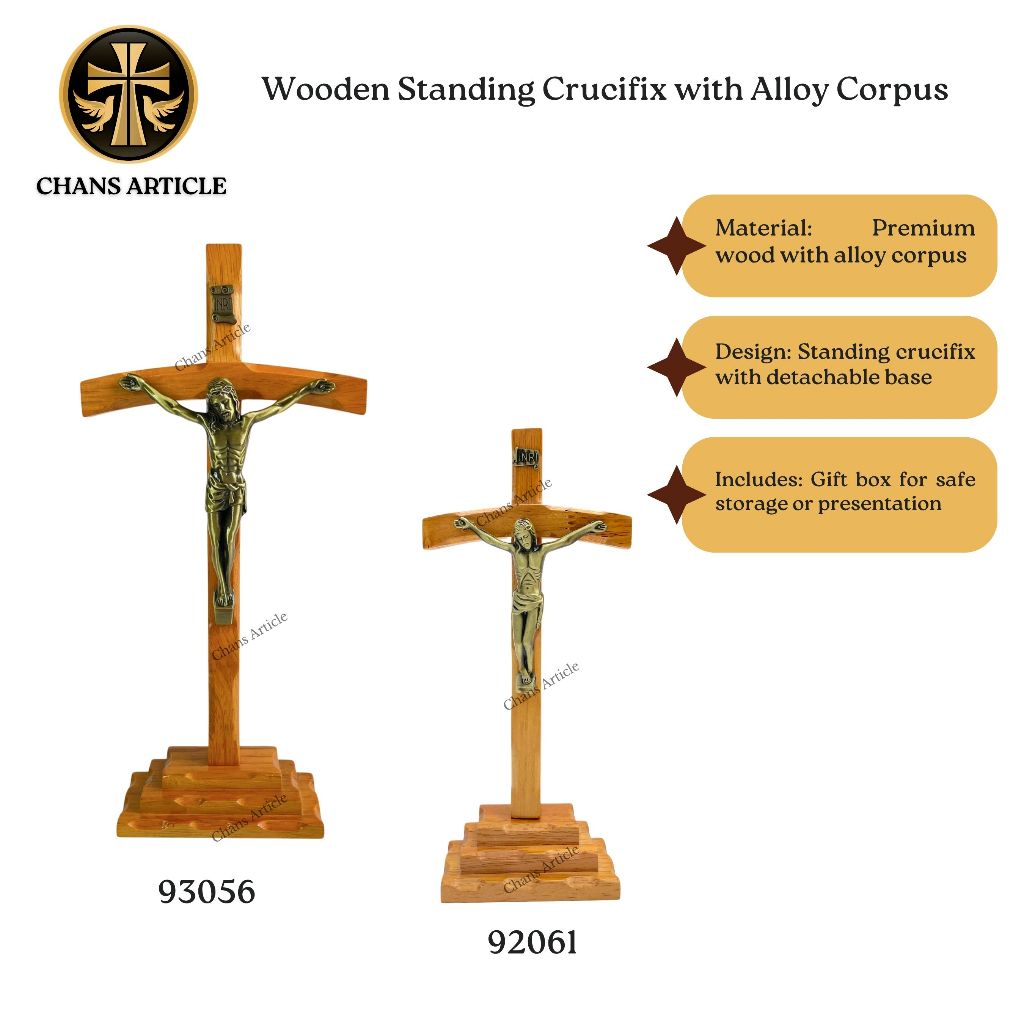 Wooden Standing Crucifix Metal Alloy Figure Jesus Cross Crucifix for ...