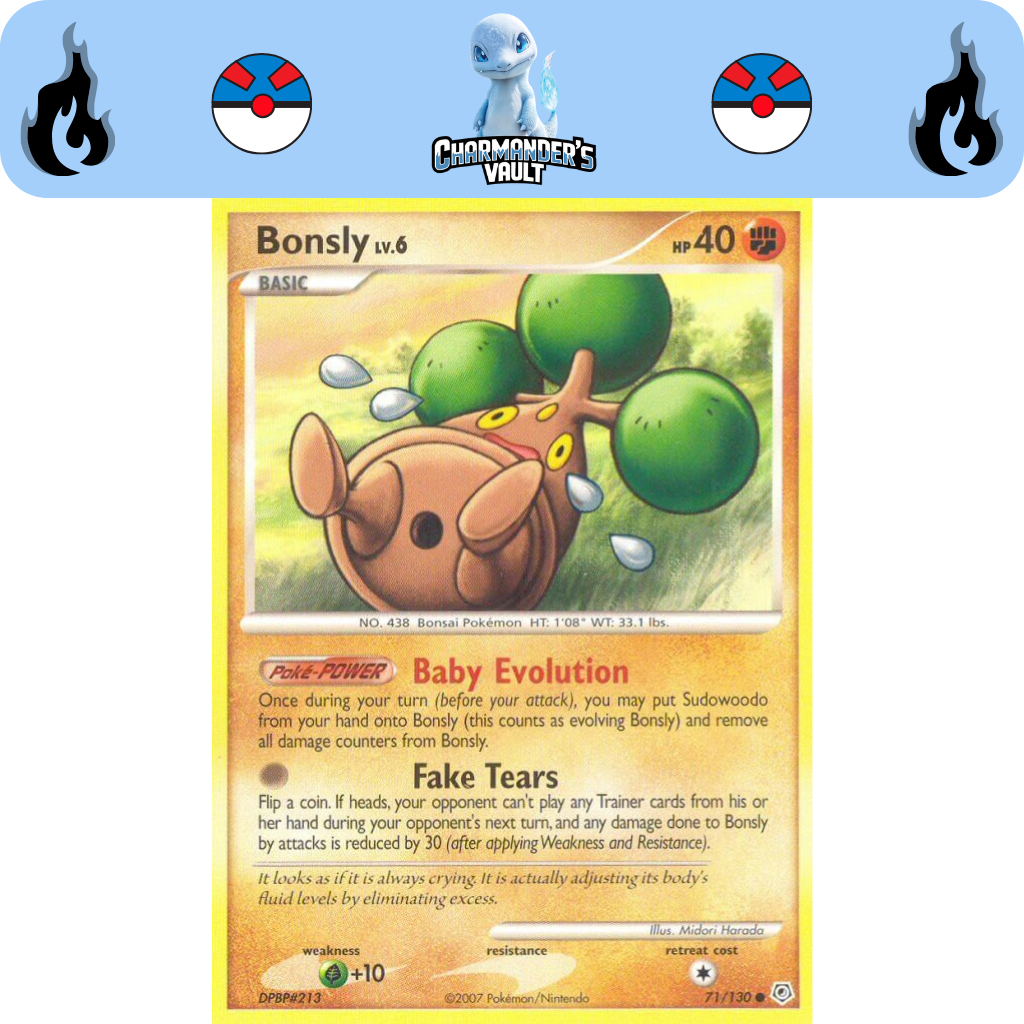 Bonsly 071/130 Diamond & Pearl Base Set Vintage 2007 Pokémon TCG ...