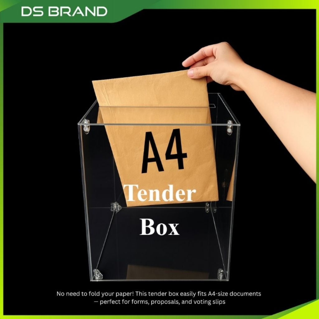Acrylic DIY Tender Box A4 Saiz – Transparent Voting / Donation ...