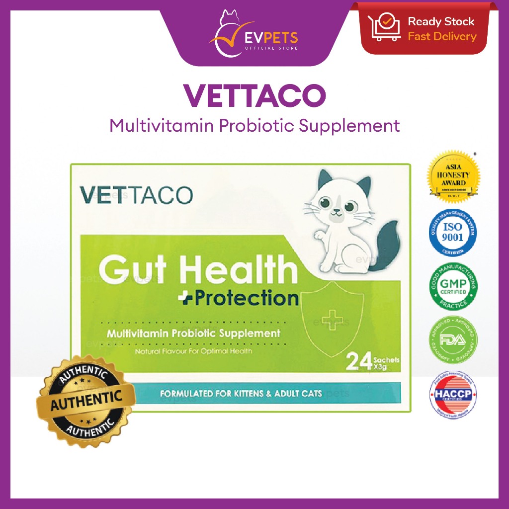 VETTACO Cat Gut Health Multivitamin Probiotic Supplement Digestion For ...
