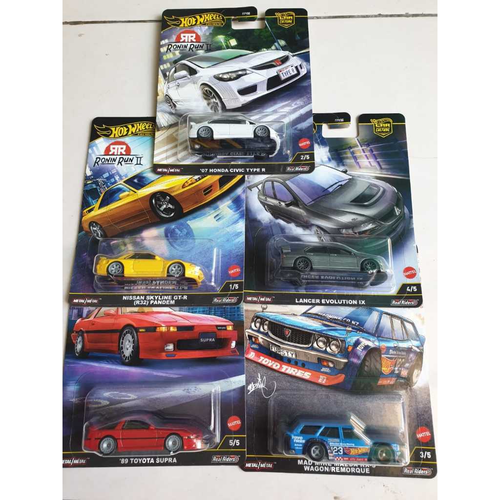 Hot Wheels Premium Ronin Run 2 Honda Civic FD2R Type R Lancer Evolution ...