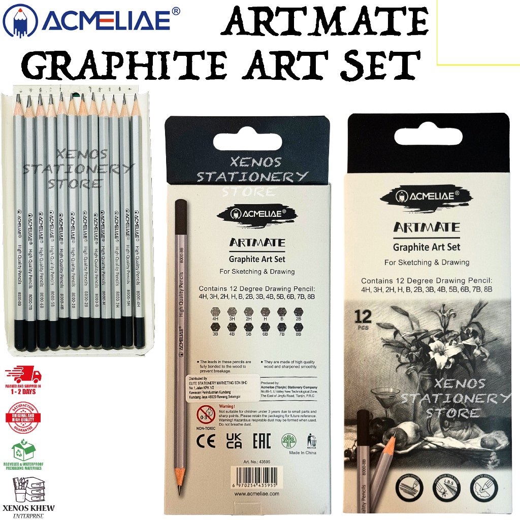ACMELIAE DRAWING PENCIL GRAPHITE ART SET FOR SKETCHING & DRAWING ( 12 ...