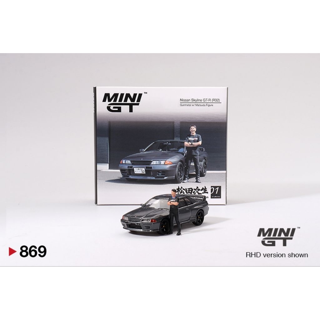 1/64 Mini GT 869 Nissan Skyline GT-R (R32) Gunmetal W/ Tsugio Matsuda ...