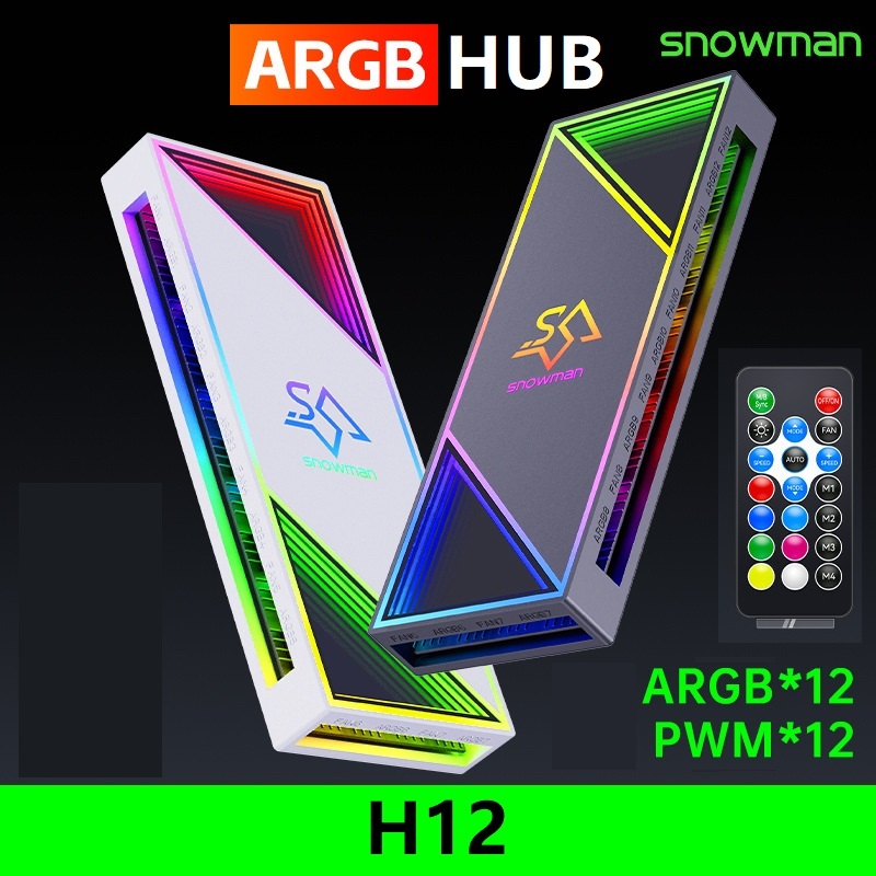 Snowman H12 ARGB Hub ( 5V 3PIN ARGB+4PIN PWM ) CPU Fan Controller ...