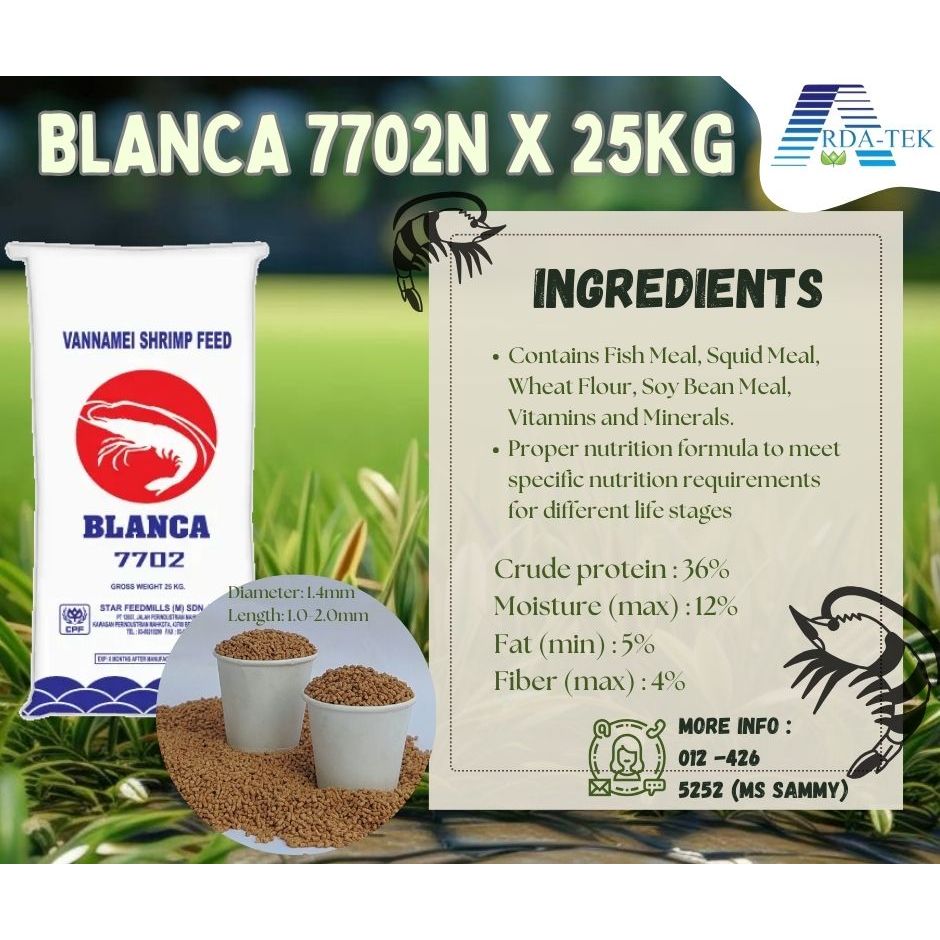 [25 KG] BLANCA 7702 / PELLET MAKANAN UDANG VANNAMEI LOBSTER AIR TAWAR ...