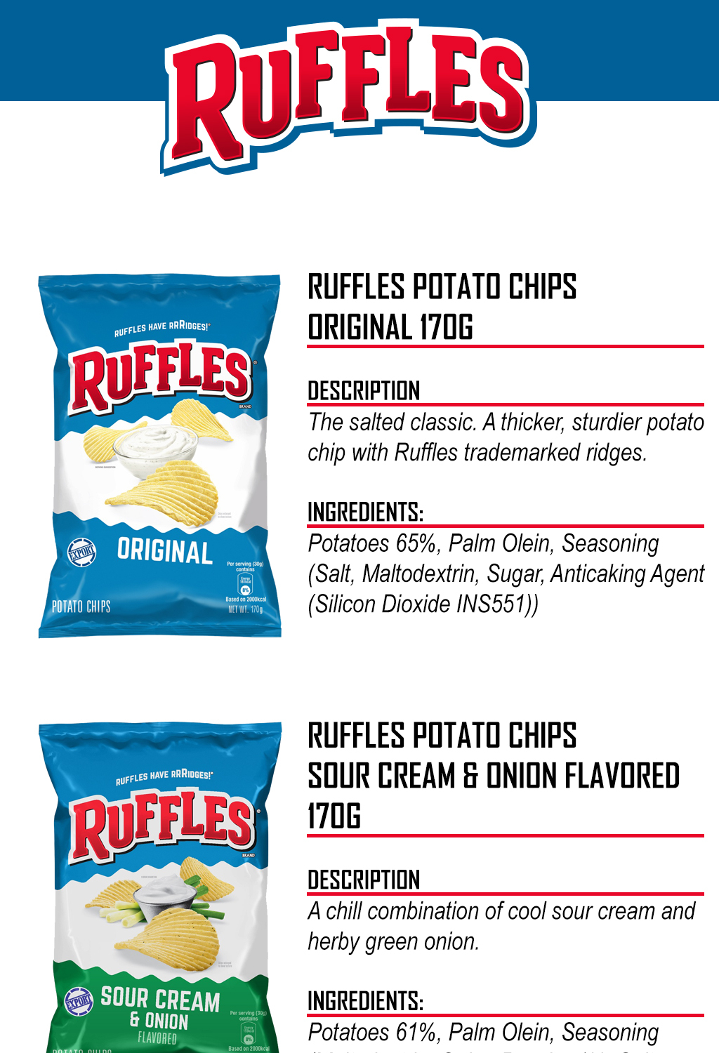 Ruffles Potato Chips 170g Ruffles Potato Chips/Potato Chips Yogurt ...